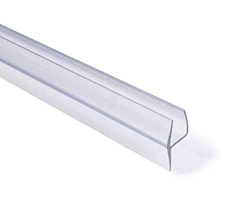 Shower Glass Door Seal Frameless Sweep Rubber Plastic Shower Screen Seal Strip for 6mm/8mm/10mm/12mm Thickness Curved/Flat Glass Bath Door 1m Length H-Type 1/4"(6mm)