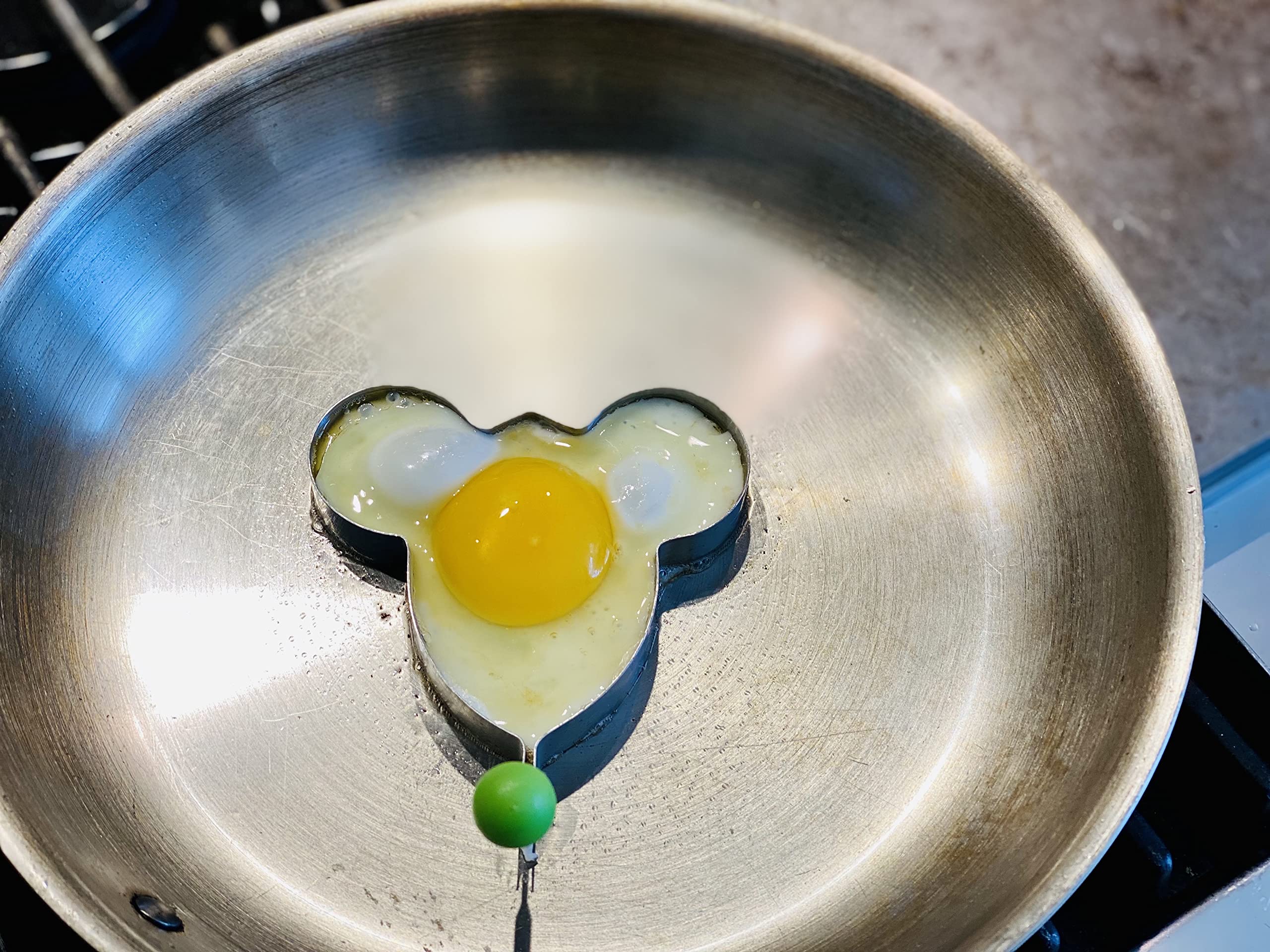 Unique Fried Egg Shaper, Omelette, Pancake, Scrambled Eggs DIY Mold Rings, Specialty Cooking Tool with Handle, Mold Non Stick Stainless Steel for Griddle Pan, Heart, Flower Shape Mickey-like 3Pcs/set