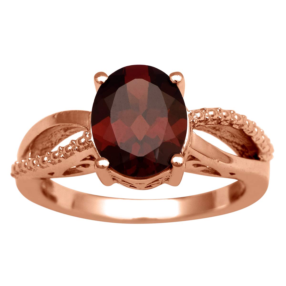 Shine Jewel Solitaire 925 Sterling Silver 1.45 Ctw Red Garnet Stackable Rose Gold Ring (8)