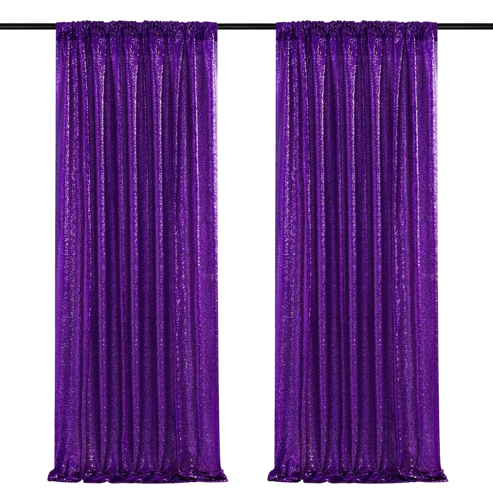 SoarDream Purple Sequin Backdrop 2 Pieces 2ftx8ft Wedding Glitter Curtain Backdrop Arch Fabric Drapes for Baby Shower Birthday Party Decoration