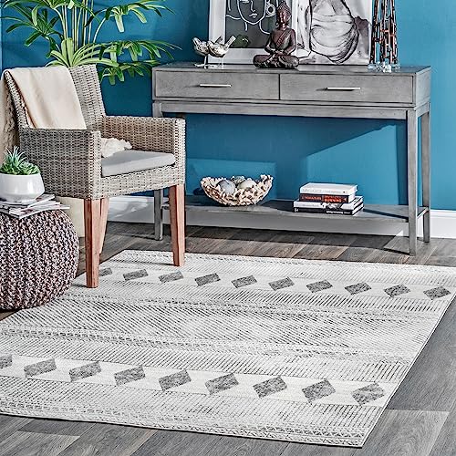 nuLOOM Tinsley Faded Geometric Banded Area Rug, 9x12, Grey