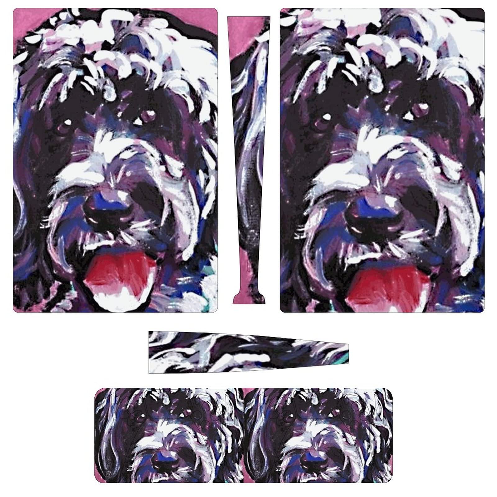 Watercolor Poodle Dog Full Protective Skin Cover Design Wrap Decal Sticker Compatible with PS5 Digital Edition Console and Controller