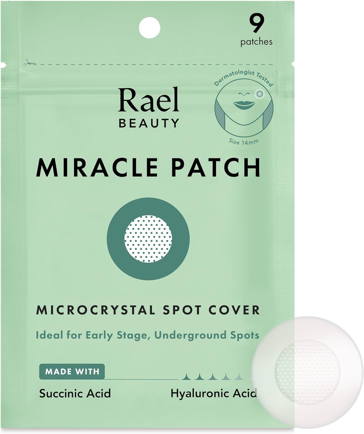 Rael Pimple Patches, Miracle Microcrystal Spot Cover - Hydrocolloid Acne Patches for Early Stage, with Tea Tree Oil, for All Skin Types, Vegan, Cruelty Free (9 Count)