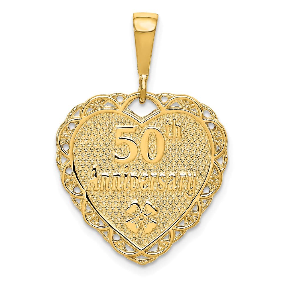 Solid 14k Yellow Gold 50th Anniversary Charm Pendant - 29mm x 20mm