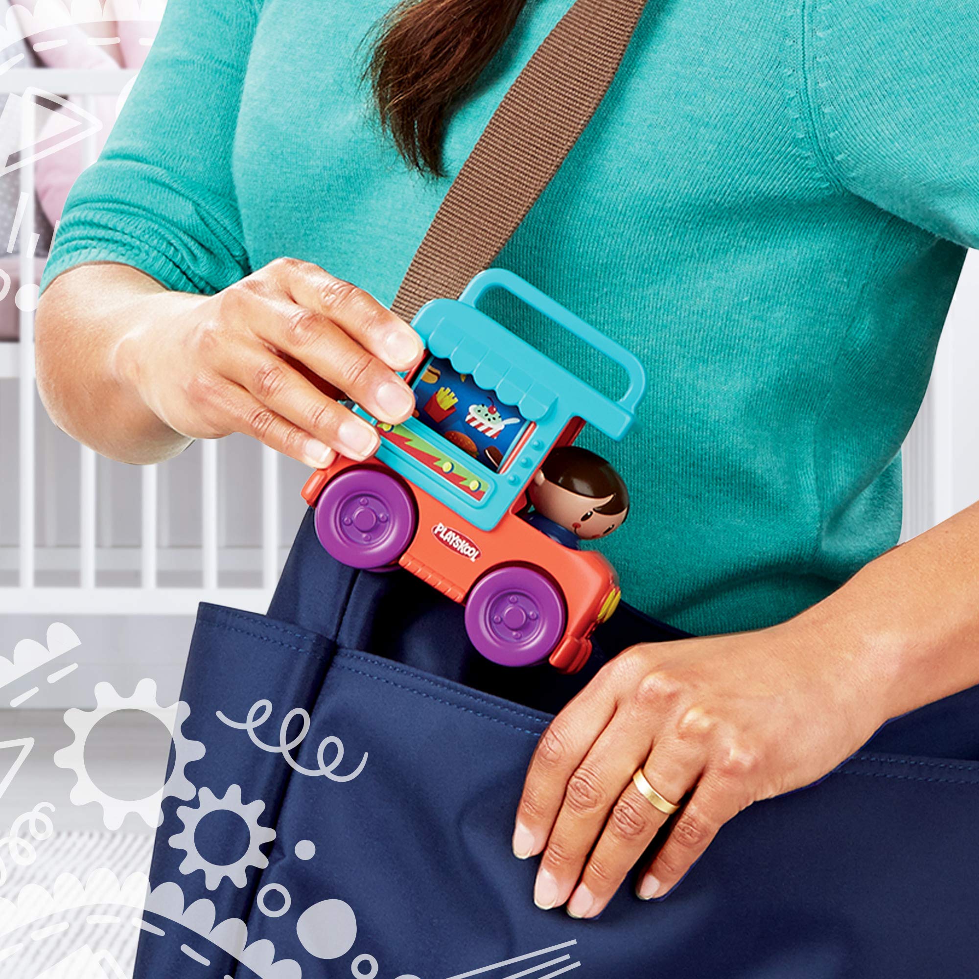 Playskool Fold 'n Roll Trucks Activity Toy Bundle of 2 Vehicles for Toddlers 12 Months and Up, Food and Ice Cream Truck Themes with 1 of Each (Amazon Exclusive)