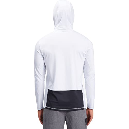 Quiksilver Waterman Men's Standard Angler Hooded Long Sleeve Rashguard SURF TEE Shirt, White, XL