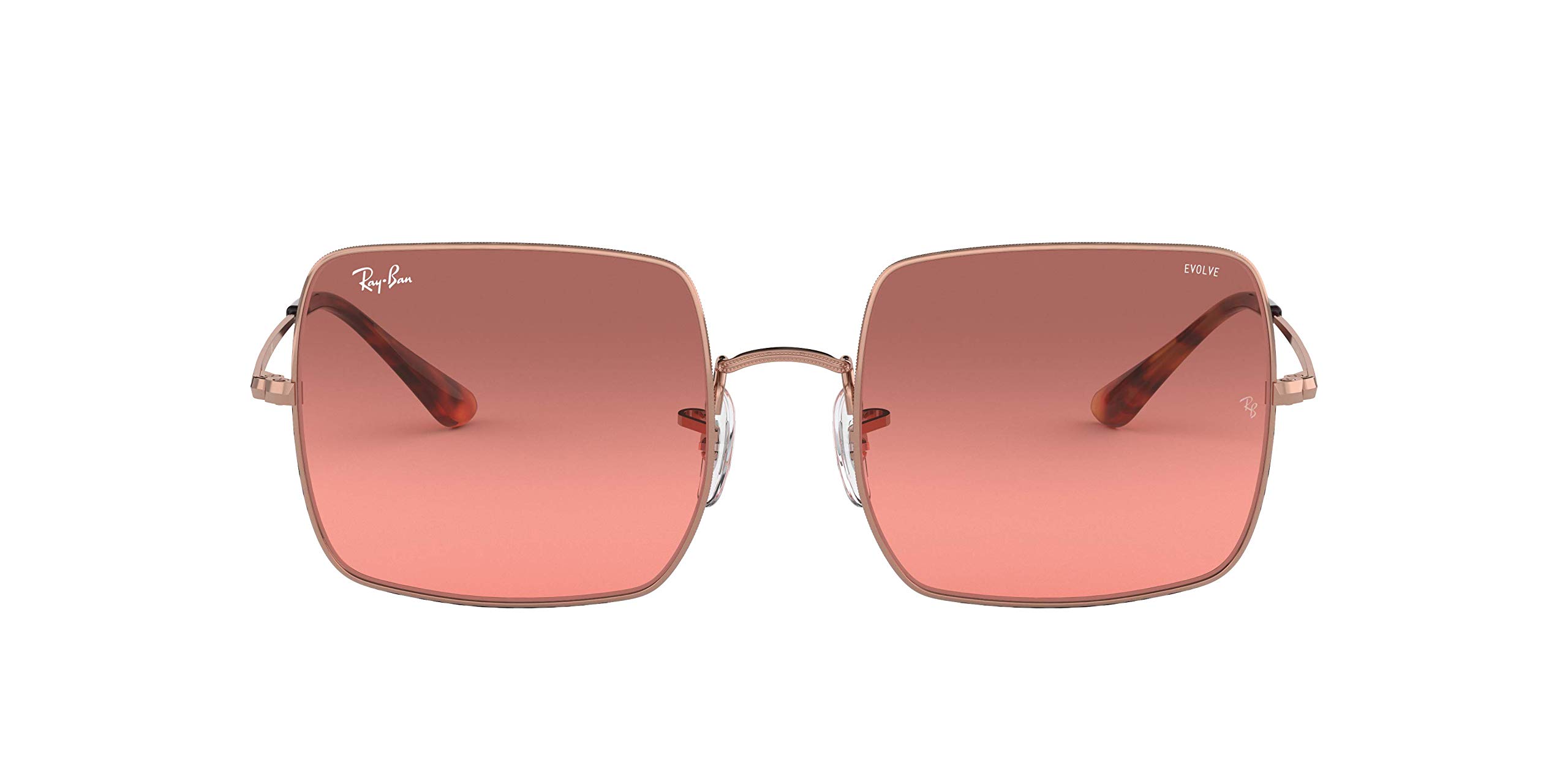 Ray-Ban Women's Rb1971 Square Evolve Polarized Sunglasses, Gold/Photochromic Orange Gradient Brown, 54 mm
