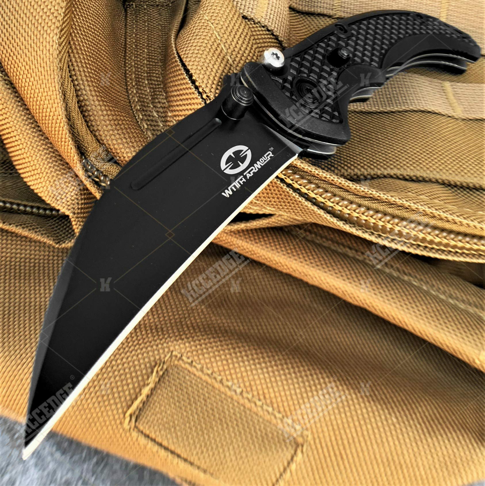 Pocket Knife Camping Accessories Survival Kit 8" Tactical Knife Black Oxide 440 Stainless Steel Blade Using a Modified Lock Back And Safety Lock Design Hunting Knife Camping Gear 79774