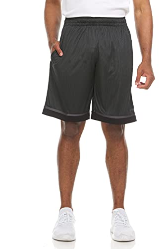 Spalding Mens Legendary Performance Basketball Short, 10" Inseam, Black/Gravel, L