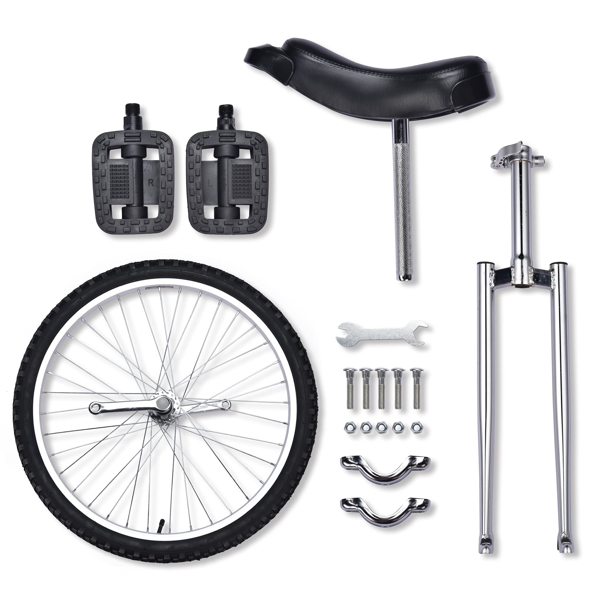 OEM Control Best Gift Chrome Polished 24 Inch in 24" Mountain Bike Wheel Frame Unicycle Cycling Bike with Comfortable Release Saddle Seat