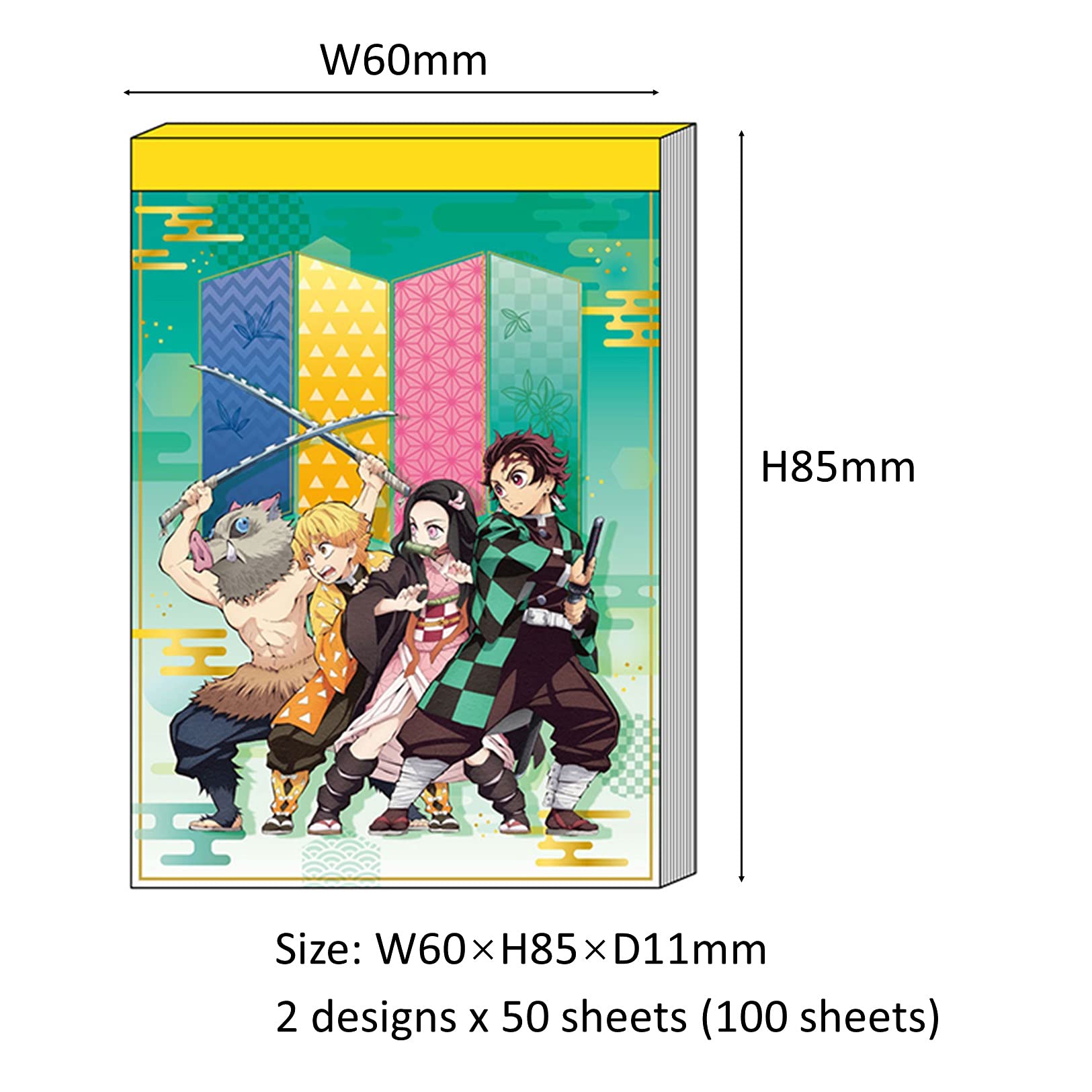 SUN-STAR Small Memo Pad Note Pad Writing Pad 2 designs x 50 sheets (3.3in x 2.4in) C2830647 A