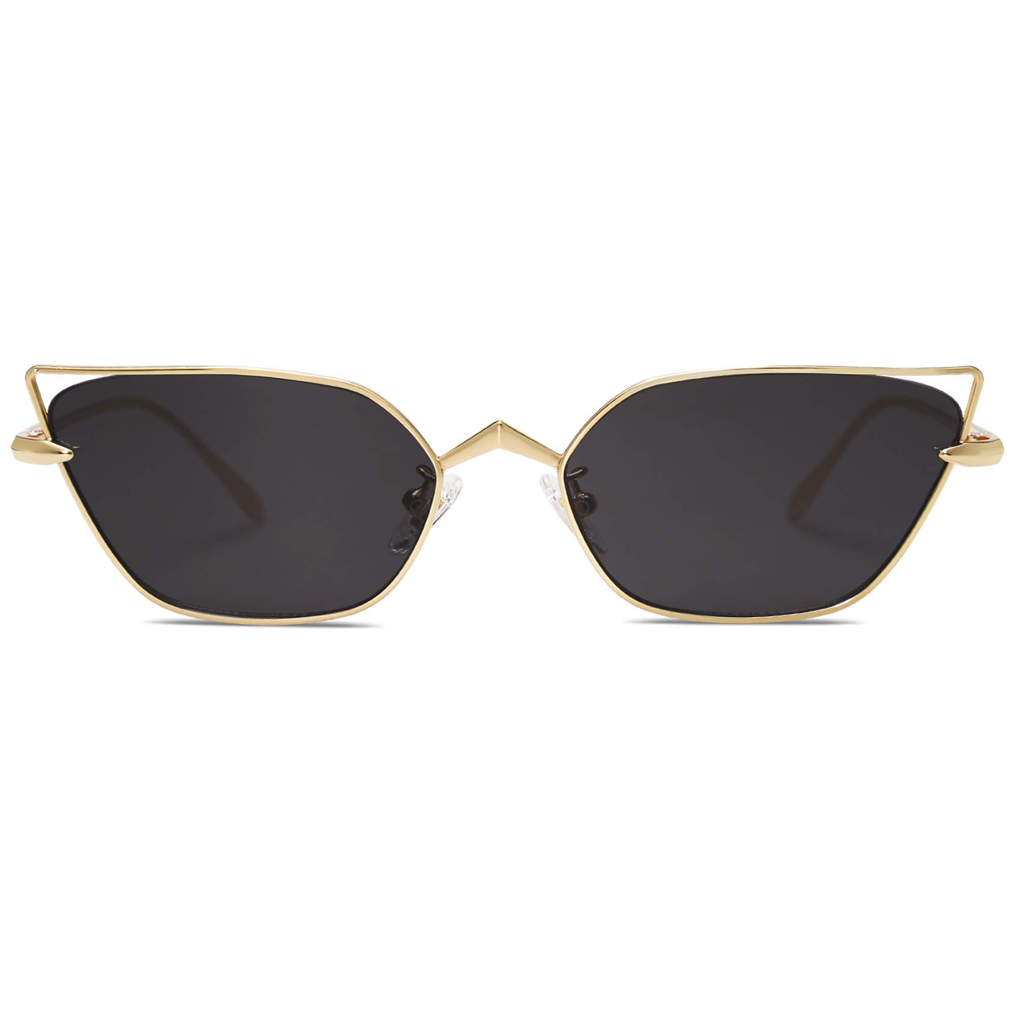 SOJOS Small Cateye Sunglasses Fashion Narrow Fun Trendy Rectangle Sunnies SJ1127, Black/Grey