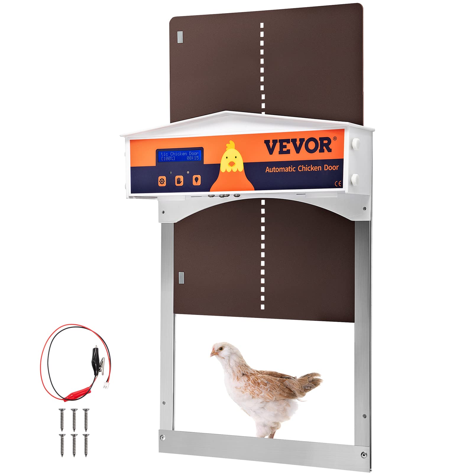 VEVOR Automatic Chicken Coop Door Chicken Door with Timer and Light Sensor Battery Powered Auto Door Opener of Full Aluminum Predator-Proof for Chicken Duck with Protection Mode Red