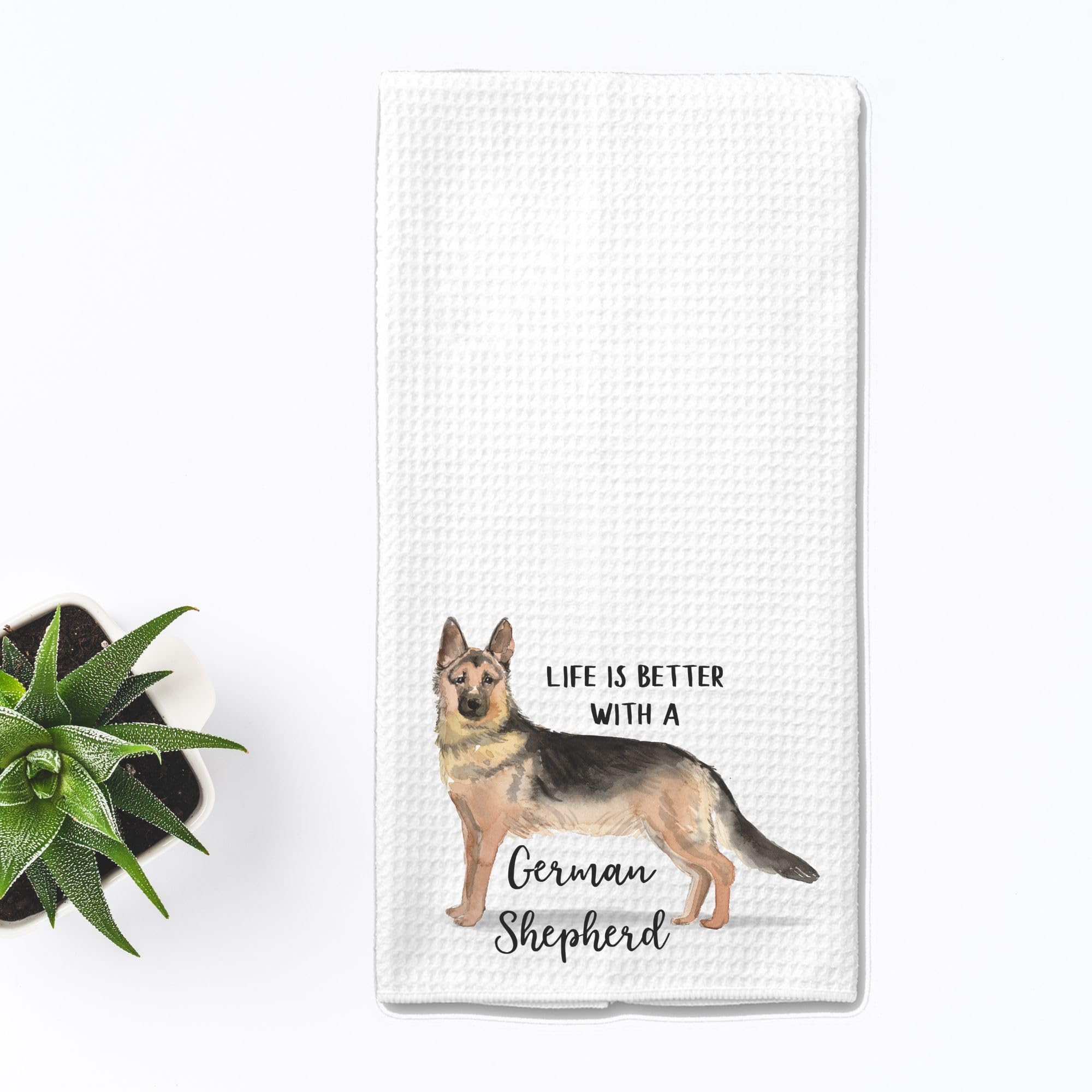 Watercolor Life is Better with a German Shepherd Microfiber Kitchen Tea Bar Towel Gift for Animal Dog Lover