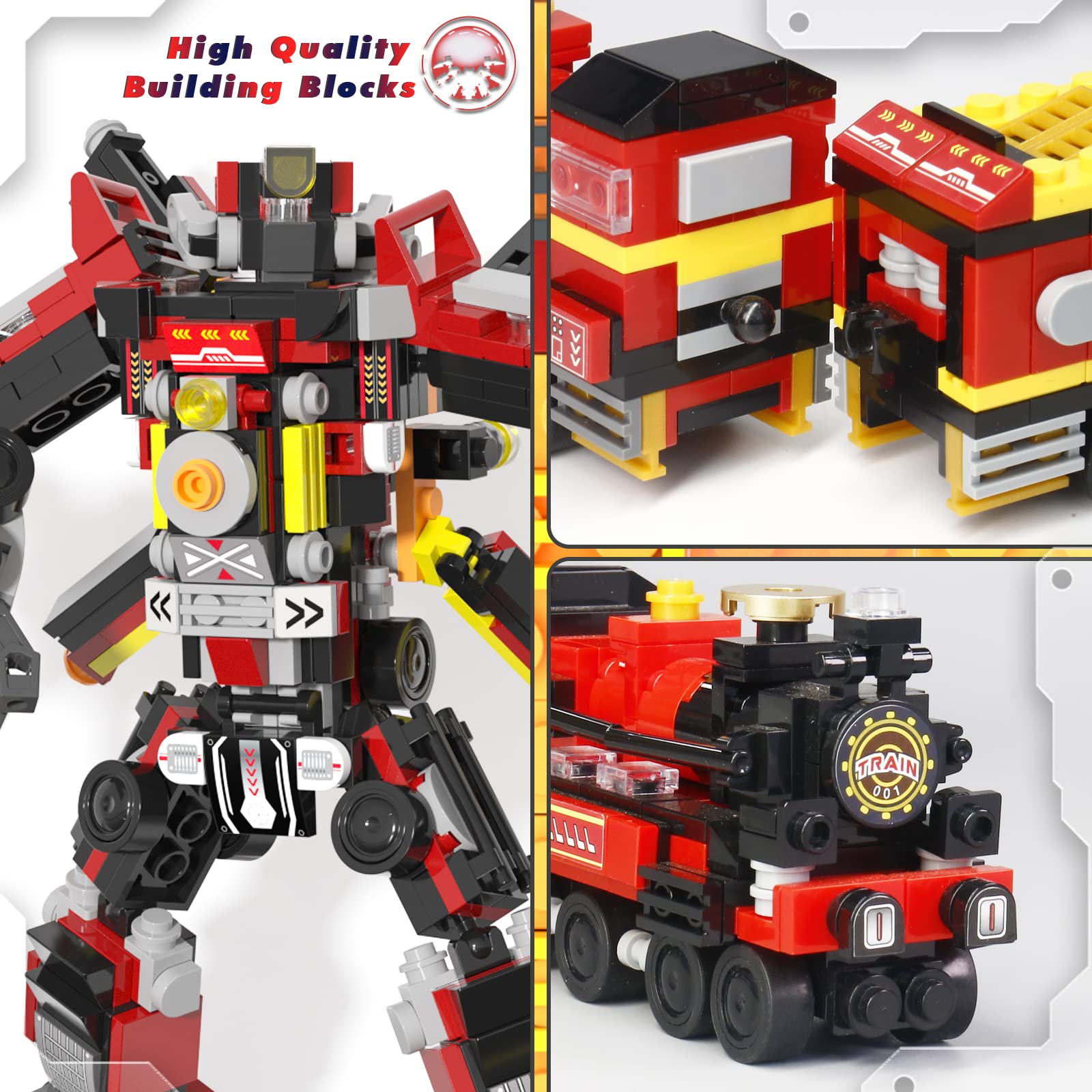 Nununary 8-in-2 Train Robot Building Toys - Two Forms Creator Building Kits STEM Building Set Educational DIY Bricks Toys Age 6+ (766 Pcs)