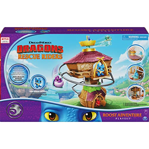 Spin Master Dragons Rescue Riders, Roost Adventure Playset with Mini Winger Dragon Exclusive Collectible Action Figure, Toys for Kids Ages 4 and up