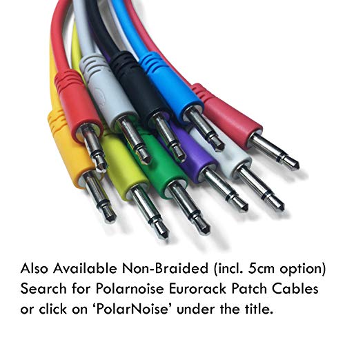 PolarNoise Eurorack Patch Cables - 5 Nylon Braided 0.14 Inch mini jack mono cables for Modular Synths (72 Options) Red 12 Inch