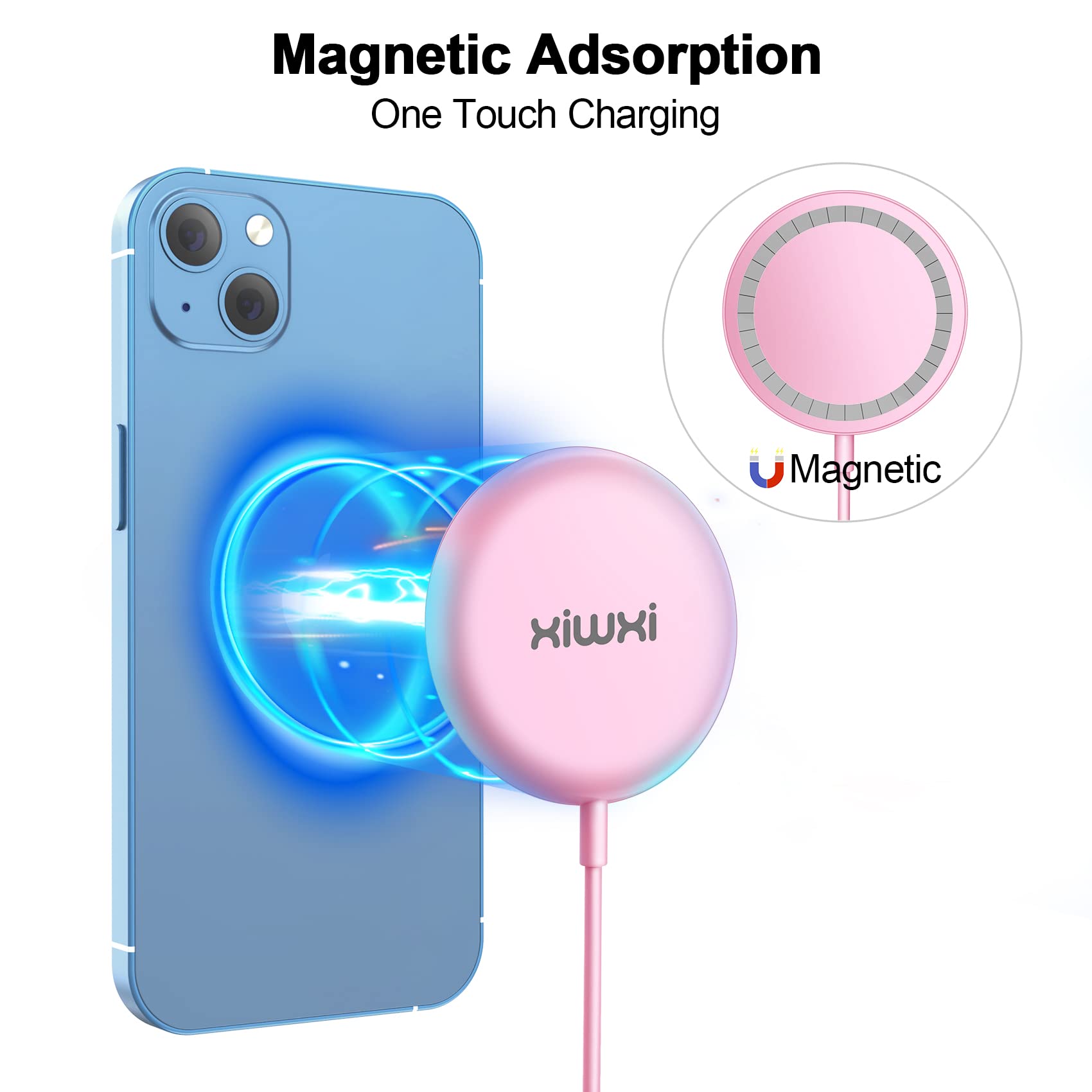 xiwxi 𝐔𝐩𝐠𝐫𝐚𝐝𝐞𝐝 15W Fast Magnetic Wireless Charger Compatible with MagSafe Charger, Wireless Charging Pad for iPhone 14/14 Plus/14 Pro/14 Pro Max iPhone 13 Series/iPhone 12 Series(No Adapter)