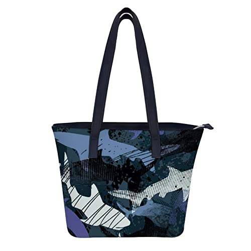 Sharks Grunge Women's Tote Bag PU Leather Shoulder Bag Handbags Purse For Work Shopping Travel