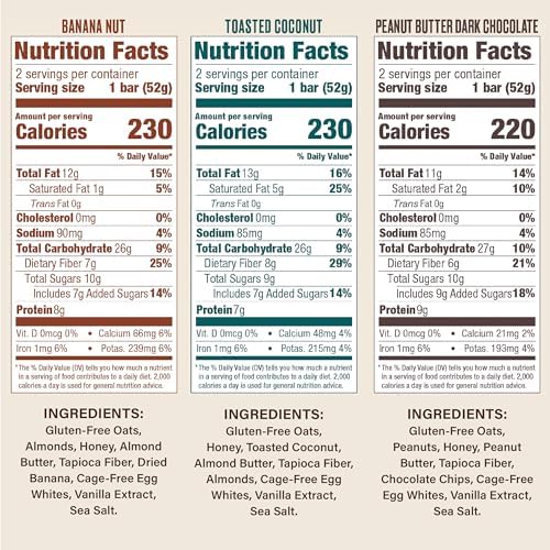 OVER EASY Soft and Chewy Oatmeal Breakfast Bars - Granola and Protein Bars -12 Energy Snack Bars - Clean, Organic, Gluten Free, Dairy Free, Soy Free and Kosher (Variety Pack, 12 Count)…