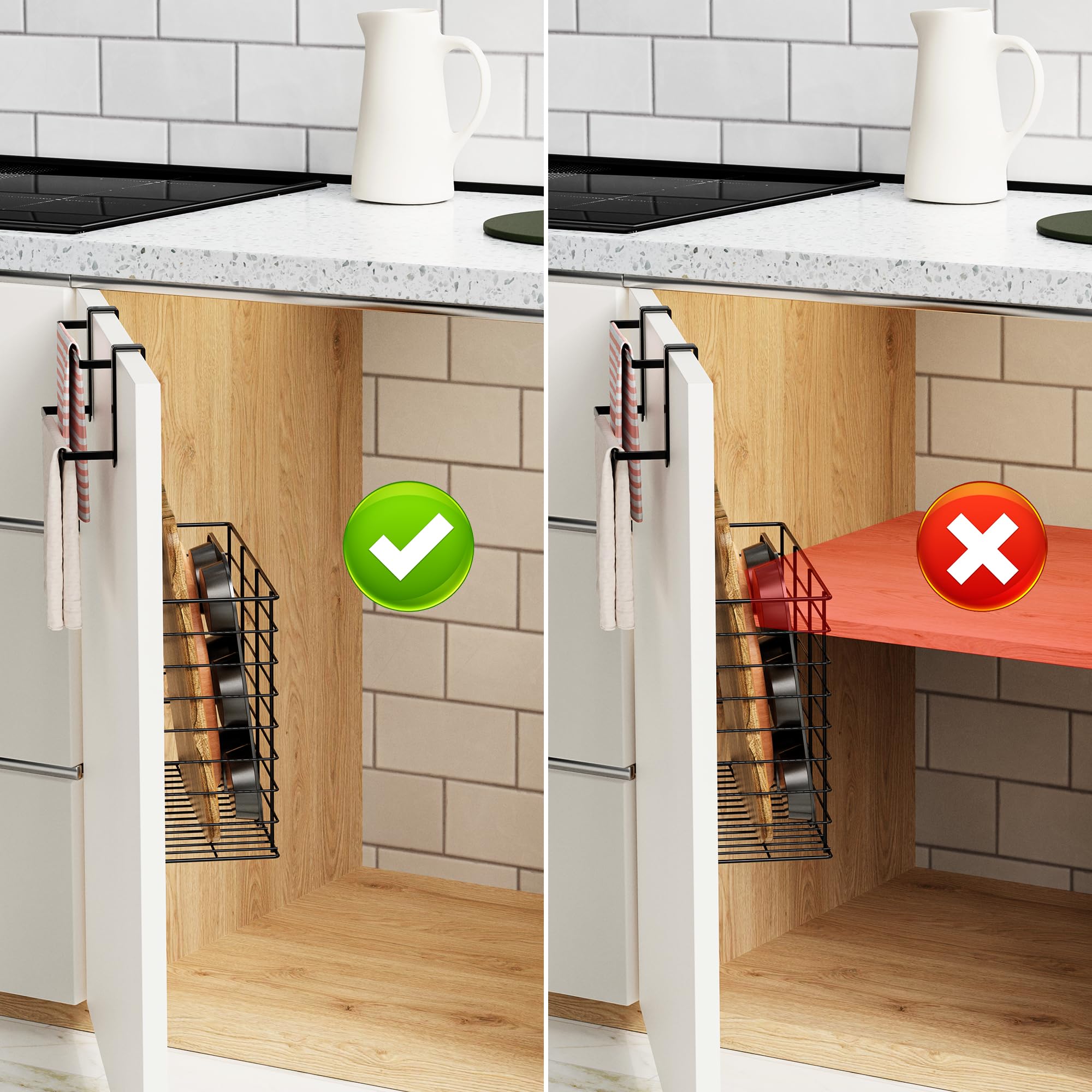 Over the Cabinet Door Organizer 2 Pack Cutting Board Organizer Kitchen Cabinet Organizer Over the Door Pantry Organizer Kitchen Organizer Cutting Board holder Over Cabinet Towel Bar Foil Organizer