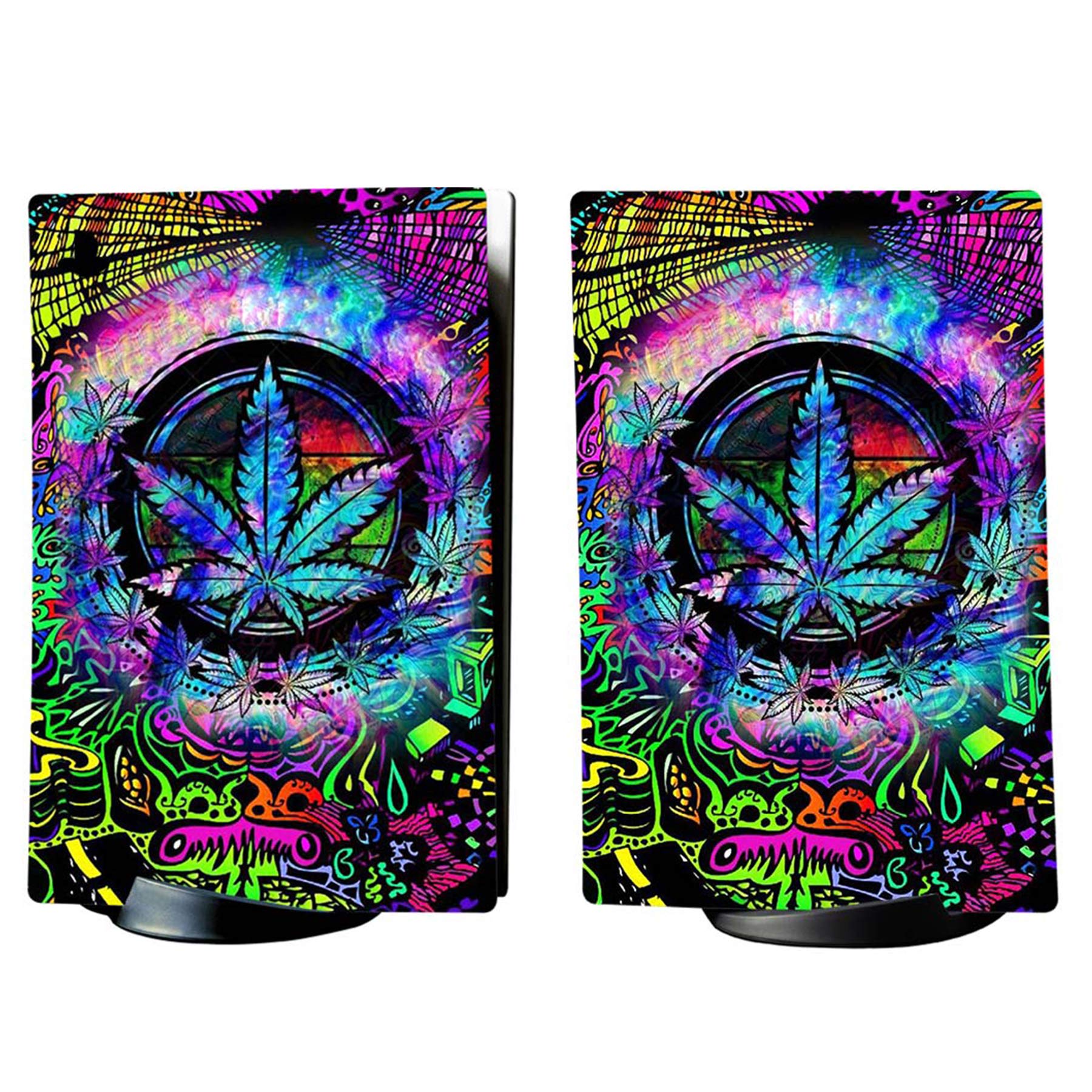 PlayVital Psychedelic Leaf Full Set Skin Decal for ps5 Console Digital Edition, Sticker Vinyl Decal Cover for ps5 Controller & Charging Station & Headset & Media Remote