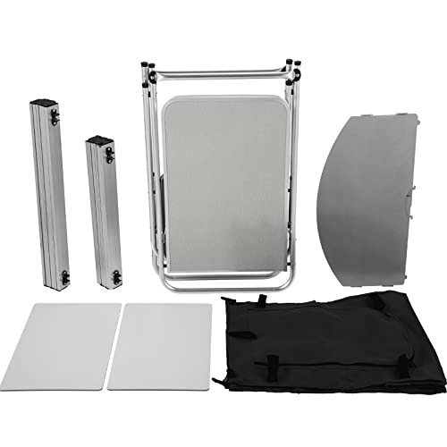 VEVOR Camping Kitchen Table, Aluminum Portable Folding Cook Station with Windscreen Cupboard, Storage Organizer Carrying Bag, Quick Installation, Outdoor Picnic Beach BBQ RV Traveling, Black