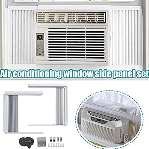 Window Air Conditioner Side Panels with Frame, AC Insulation Side Panels Curtain Kit, Room AC Accordion Filler Curtain Kit Replacement, Adjustable Insulation AC Side Panel Include Frames