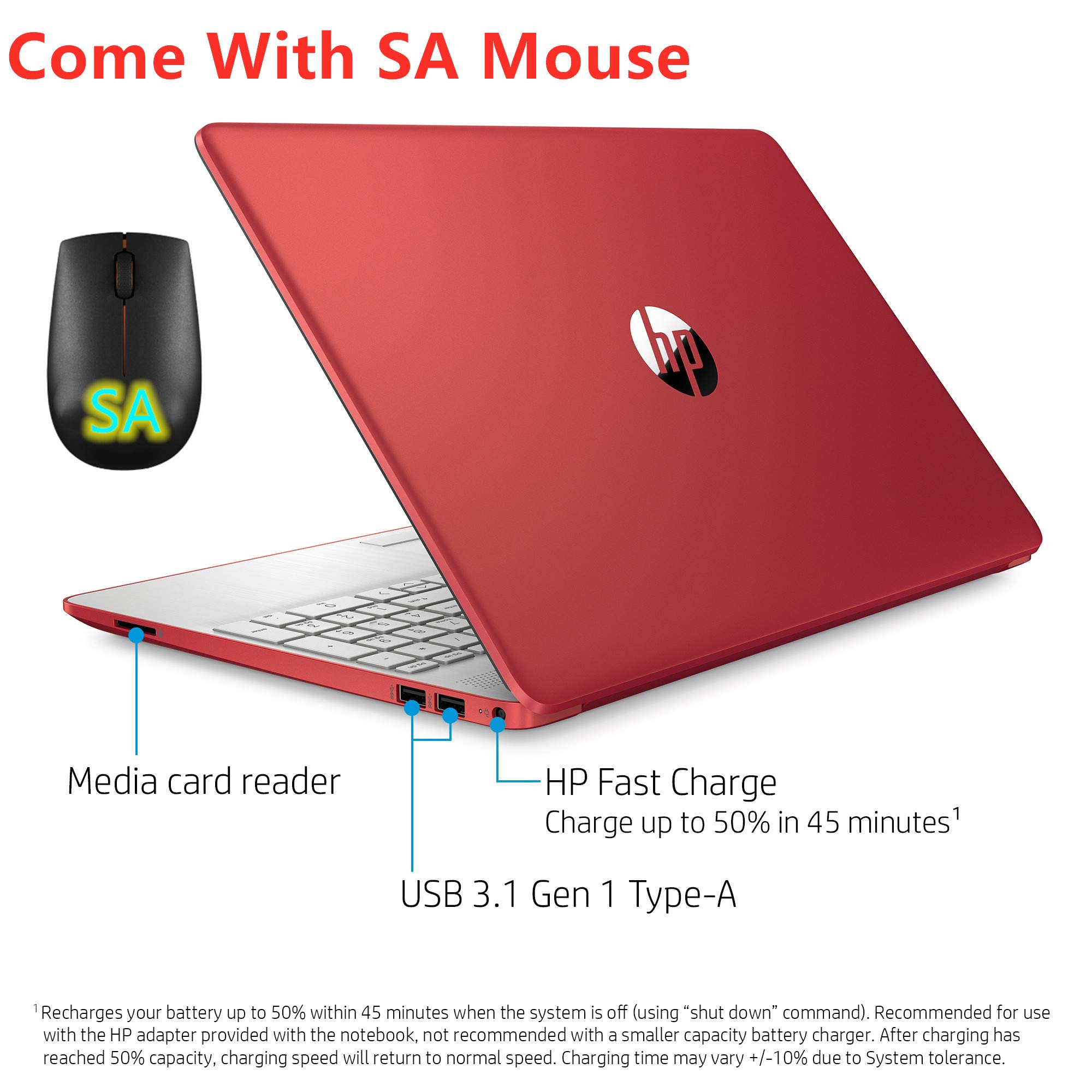 Newest HP 2020 Pavilion 15.6 Intel Pentium Gold 6405U 4GB 128GB SSD Windows 10 Laptop Red with SA M (Renewed)