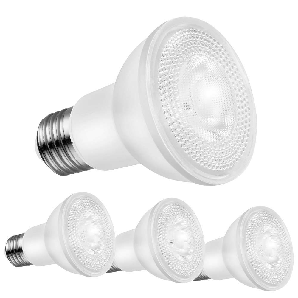 PAR20 LED Flood Dimmable Spot Light, 5000K Daylight White, 7W(60W Halogen Equivalent) 600LM, 40 Degree, E26 Track Lighting Bulbs 4 Pack