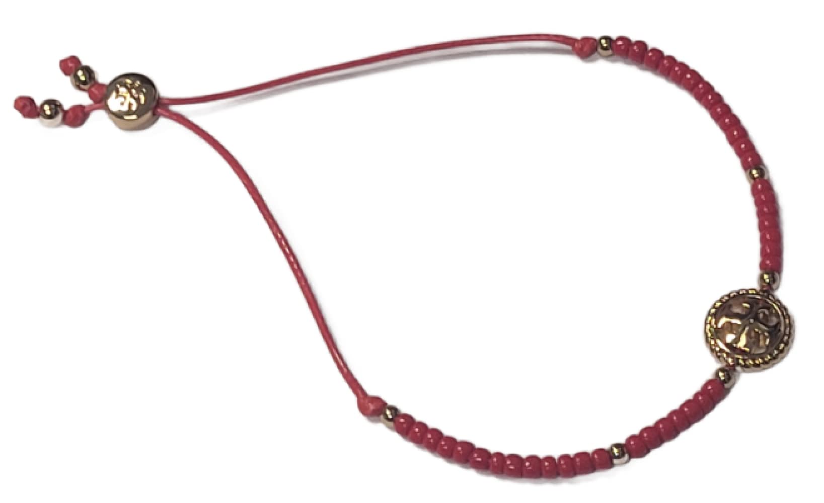 Tory Burch 142015 Tory Gold Tone/Red Rope Logo Women's Slider Bracelet