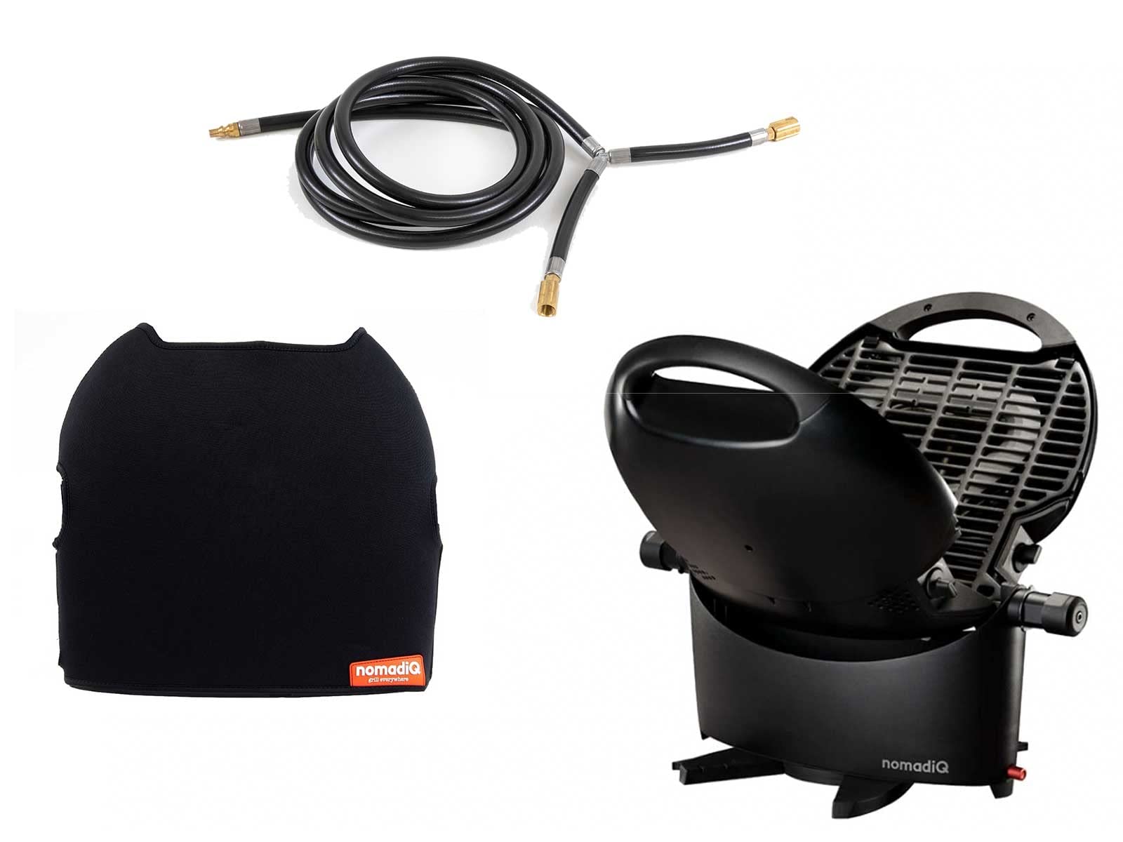 nomadiQ Portable Gas Grill + Protective Sleeve + RV Hose