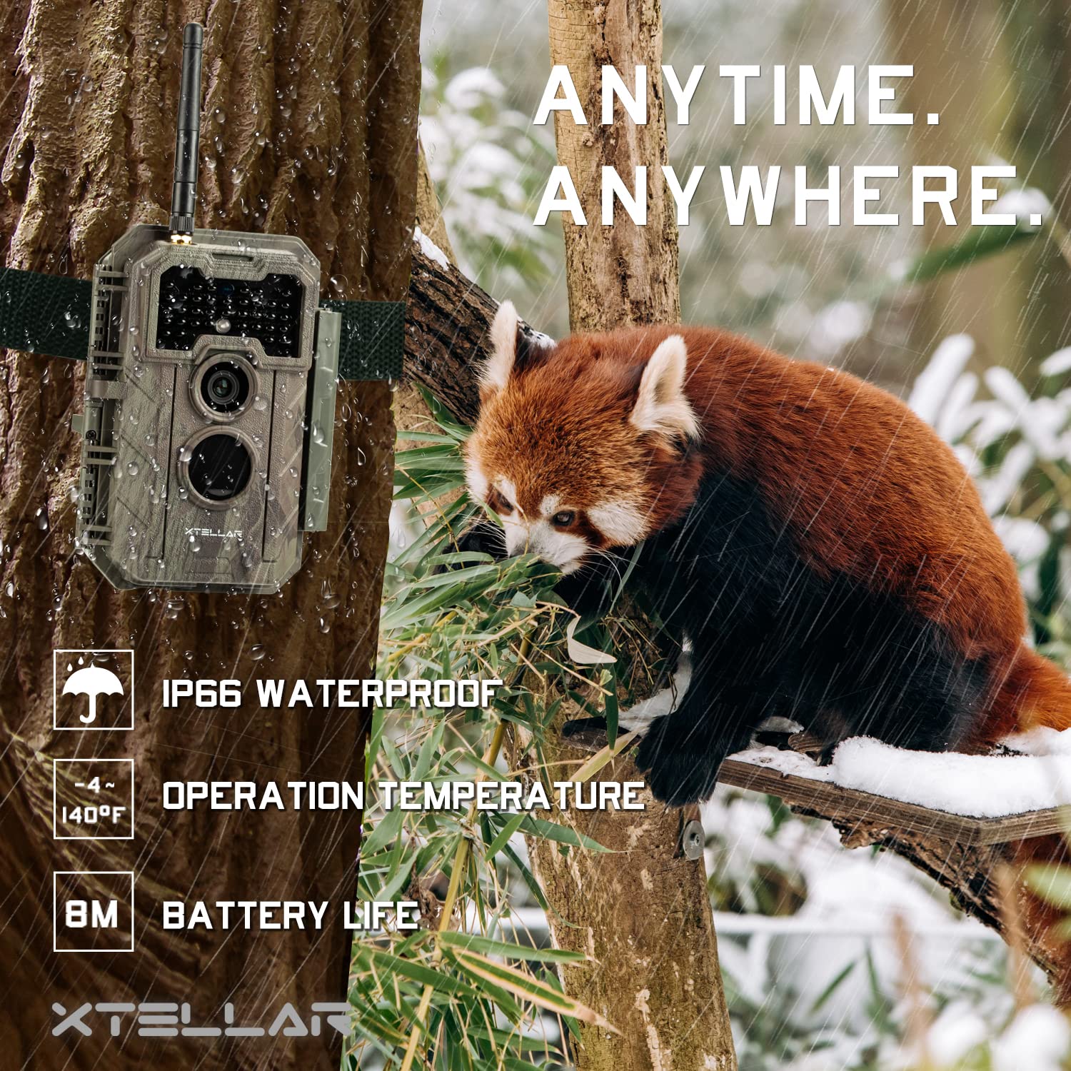 Xtellar Trail Camera WiFi 32MP 1296P IP66 Waterproof with Clear Night Vision and Passive Infrared Motion Sensors for Hunting Scouting Range Control and Wildlife Researching (Camo Brown)