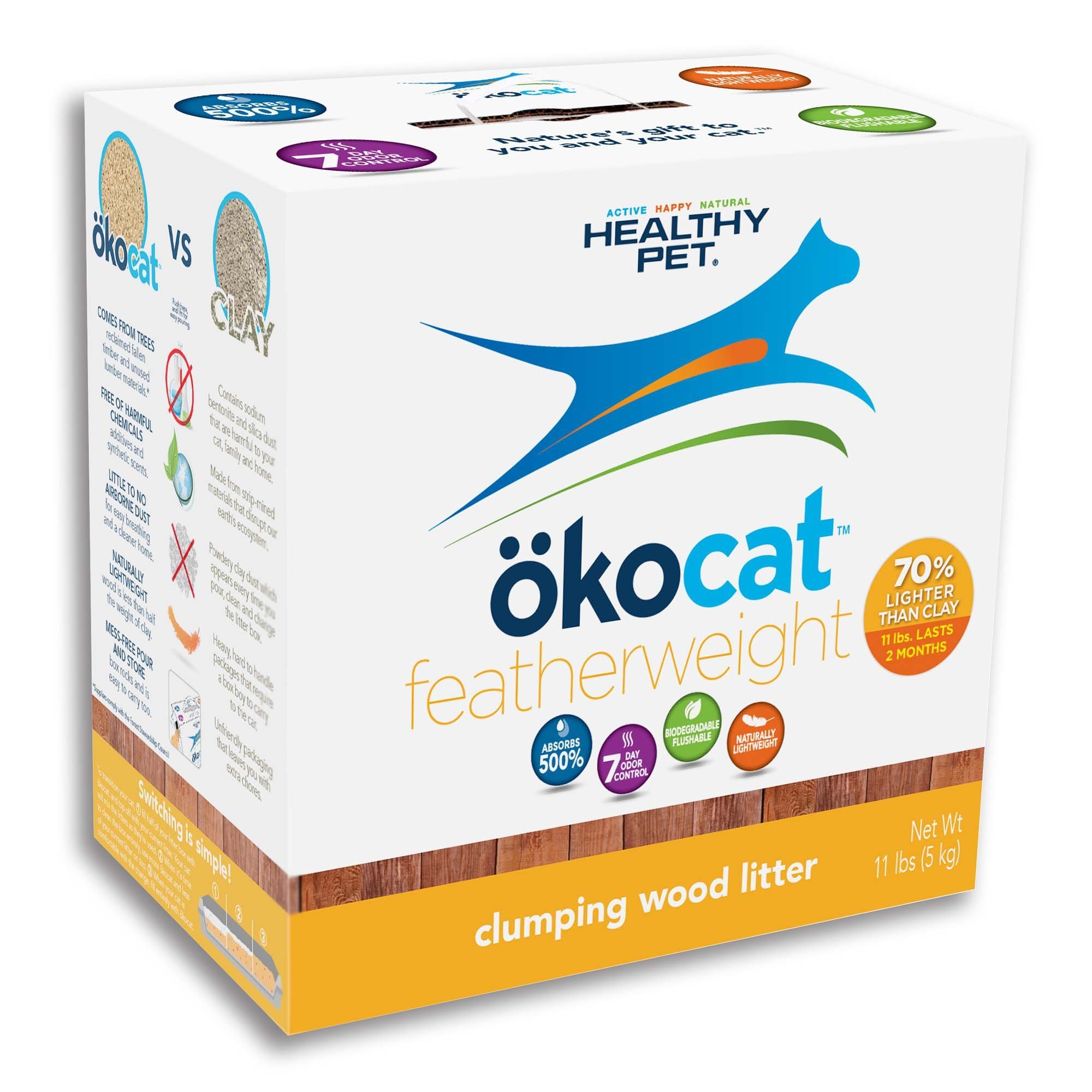 Okocat Unscented Featherwieght Clumping Wood Cat Litter, 11 lbs.