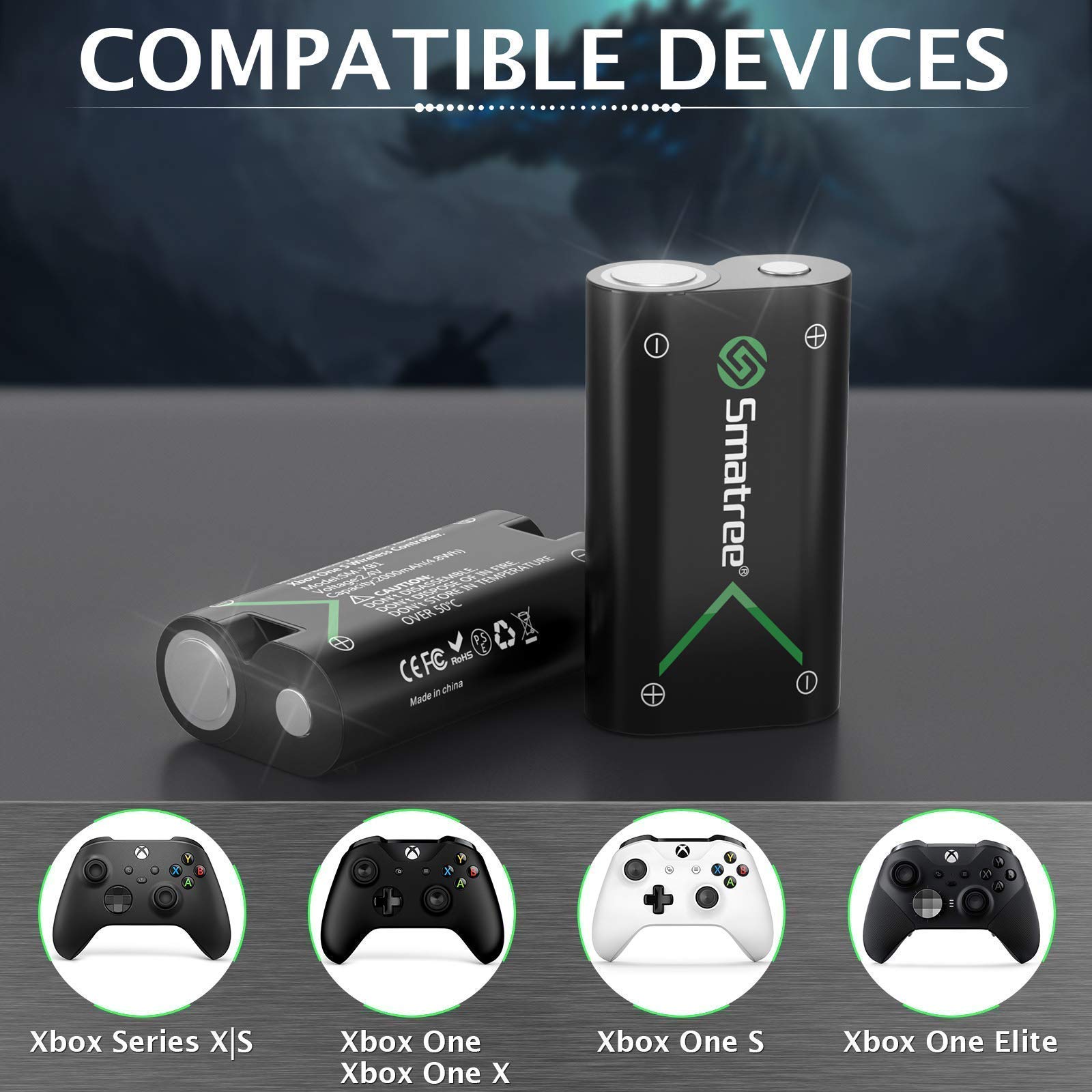 Smatree Controller Charger for Xbox Series X|S/Xbox One, 5Pcs Battery with Charger Station Compatible with Xbox Series X|S/Xbox One/One X/One S/One Elite