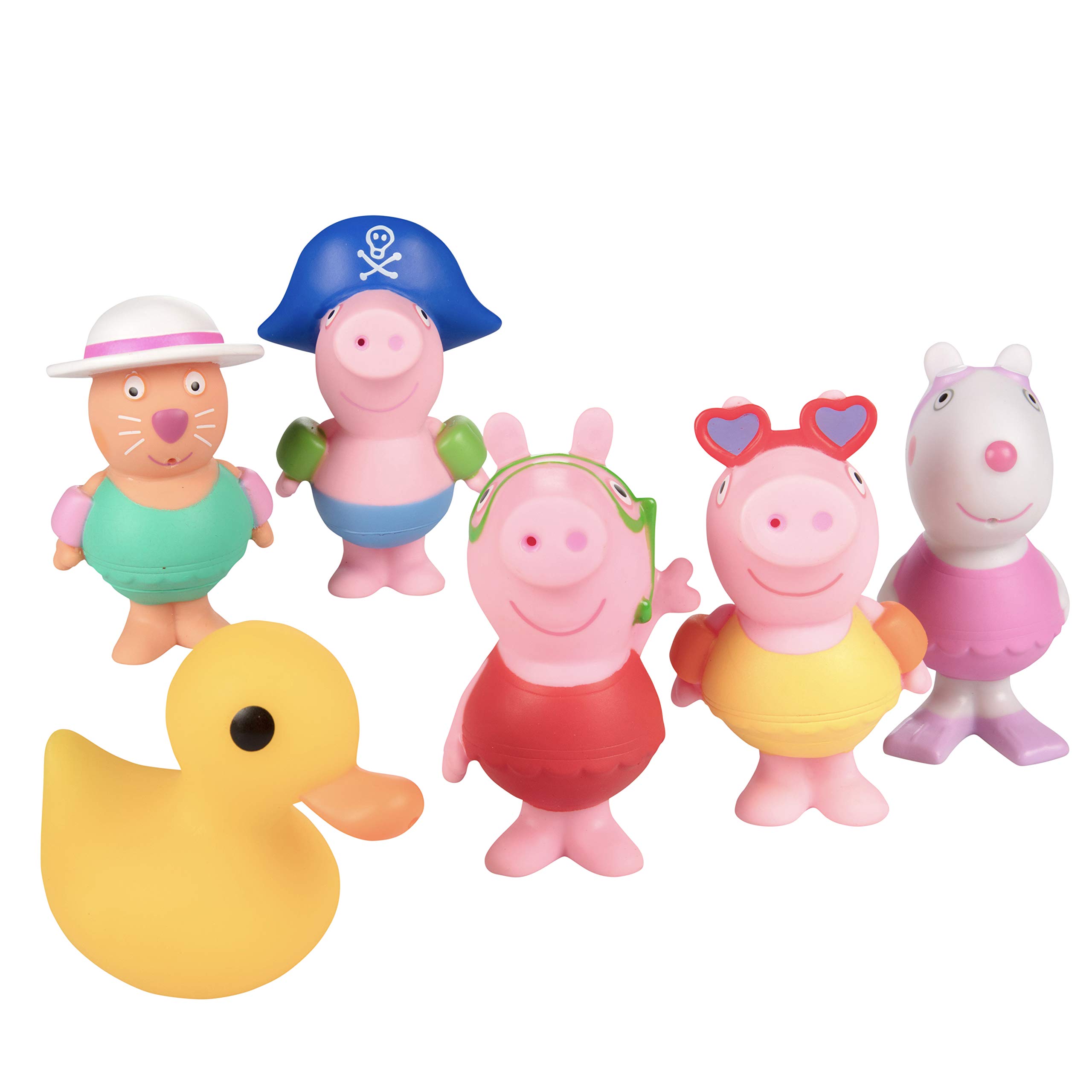 Peppa Pig Squish N Splash Water Squirter Toys, 6 Pieces - for Bath Tub & Pool - Includes Peppa, Suzy Sheep, Candy Cat, George & Ducky - Toy for Toddlers & Kids - 3+