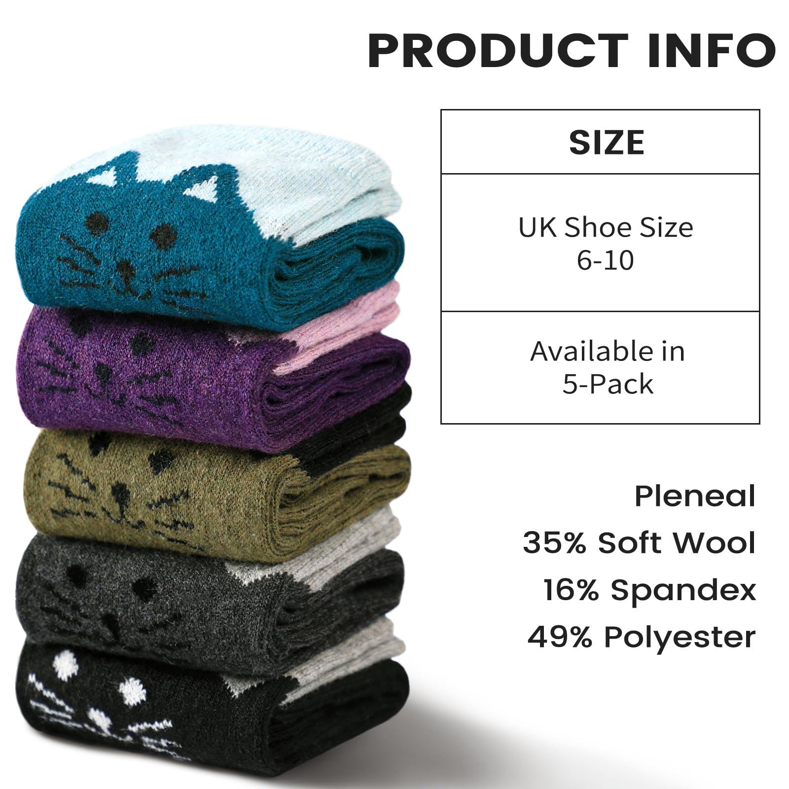 Pleneal 3 Pack Womens Wool Socks - Boot Socks for Women, Wool Socks for Women, Warm Crew Winter Socks, Thick Knit Cozy Socks