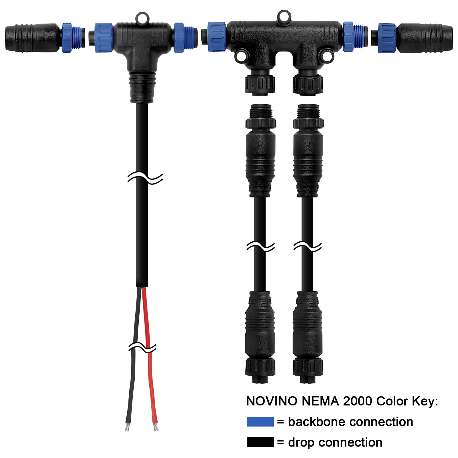 NMEA 2000 Starter Kit to Process NEMA 2K Network for Lowrance Simrad Garmin,Marine Grade NMEA 2000 Backbone Cables Drop Cables Tees Terminators