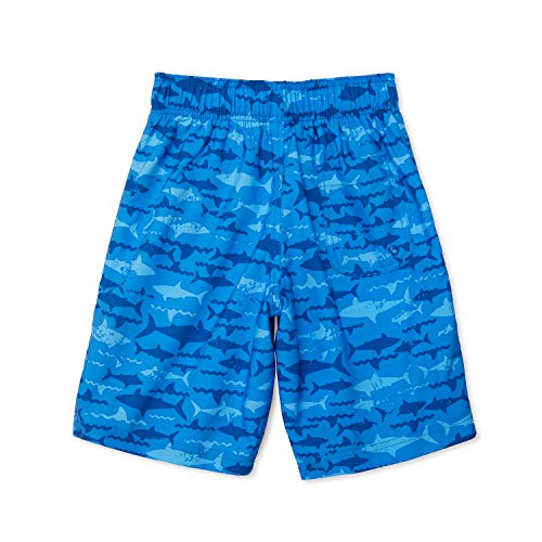 Speedo Boy's Swim Trunk Knee Length Boardshort E-Board Printed, Sharks Medieval Blue, Medium