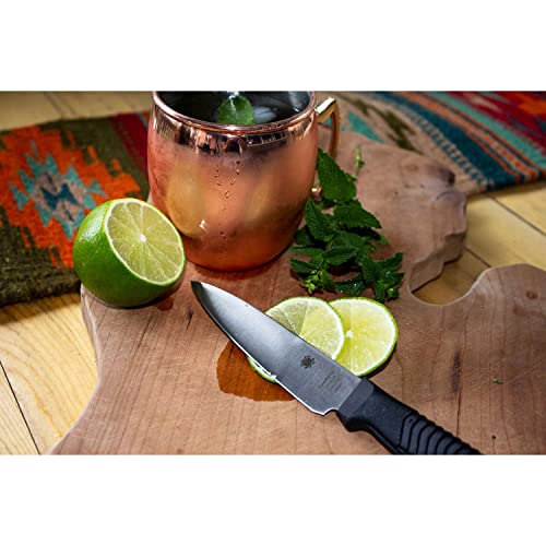 Spyderco Lightweight Kitchen Utility Knife with 4.5" MBS-26 Stainless Steel Blade and Black Polypropylene Plastic Handle - PlainEdge - K05PBK