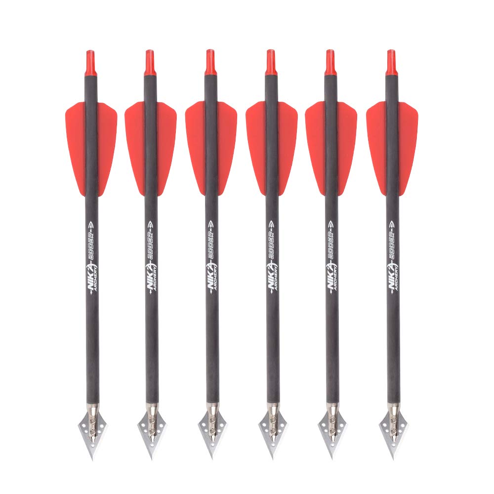 TY Archery 7.5" inch R9 Crossbow Bolts Carbon Arrows 2" Red Vanes with 100grain Broadhead for Hunting Shooting Targeting