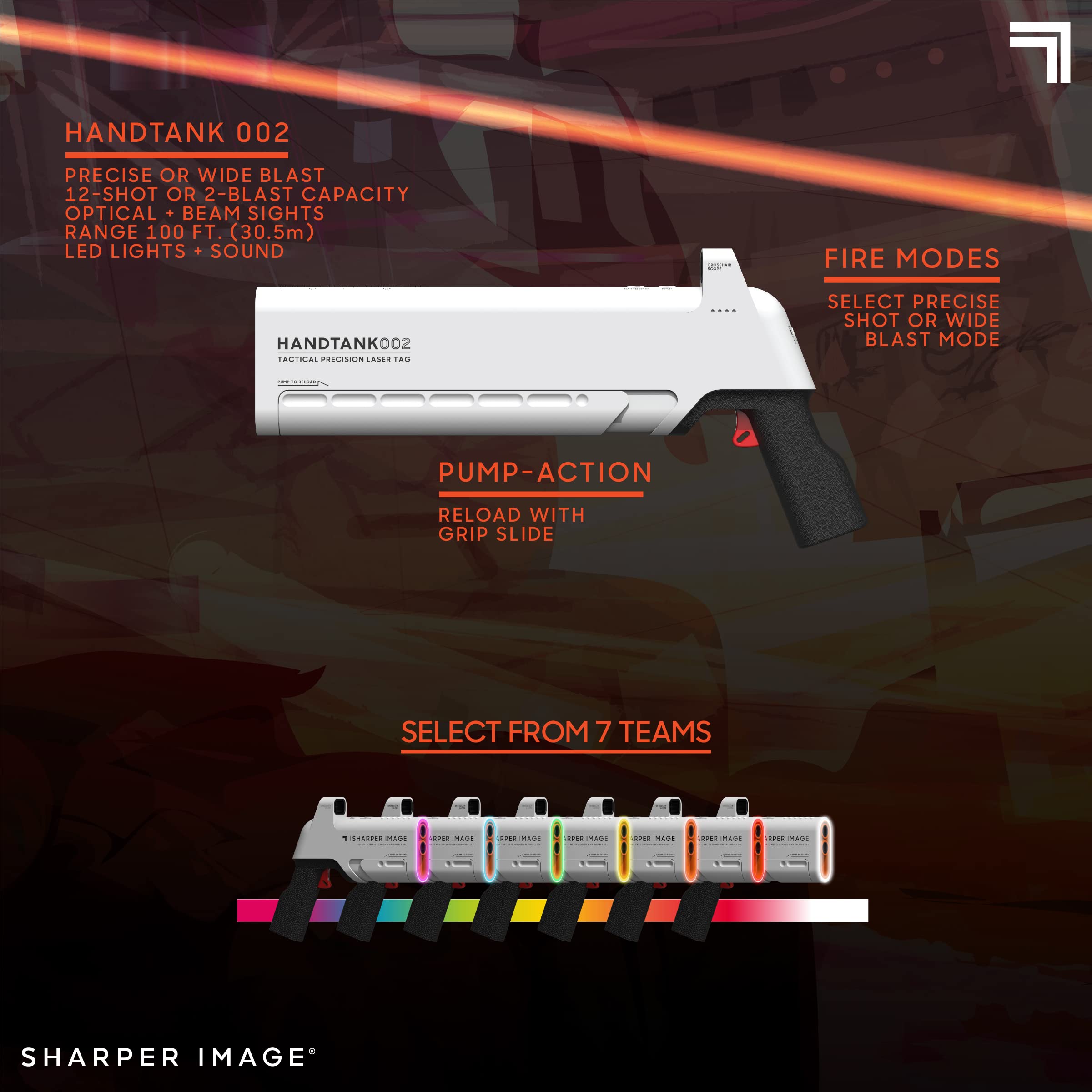 Sharper Image Two-Player Electronic Laser Tag Set, White and Black, Safe Design for Children