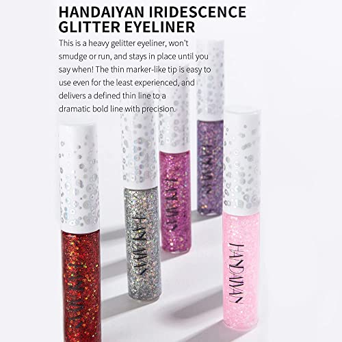 Quxunzzz Liquid Glitter Eyeshadow,Liquid Glitter Eyeliner Metallic Glitter Shimmer Eye Looks Waterproof Long Lasting Quick-Drying Sparkling Eye Shadow Makeup euphoria makeup 02