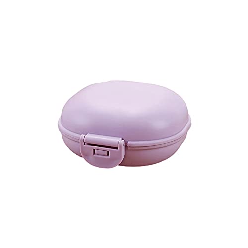 PLMM soap Box, Mini Travel Soap Box with Lid Portable Soap Case Dish Shower Bathroom Drain Soap Container Tray Bathroom Accessories Dustproof (Color : Purple)