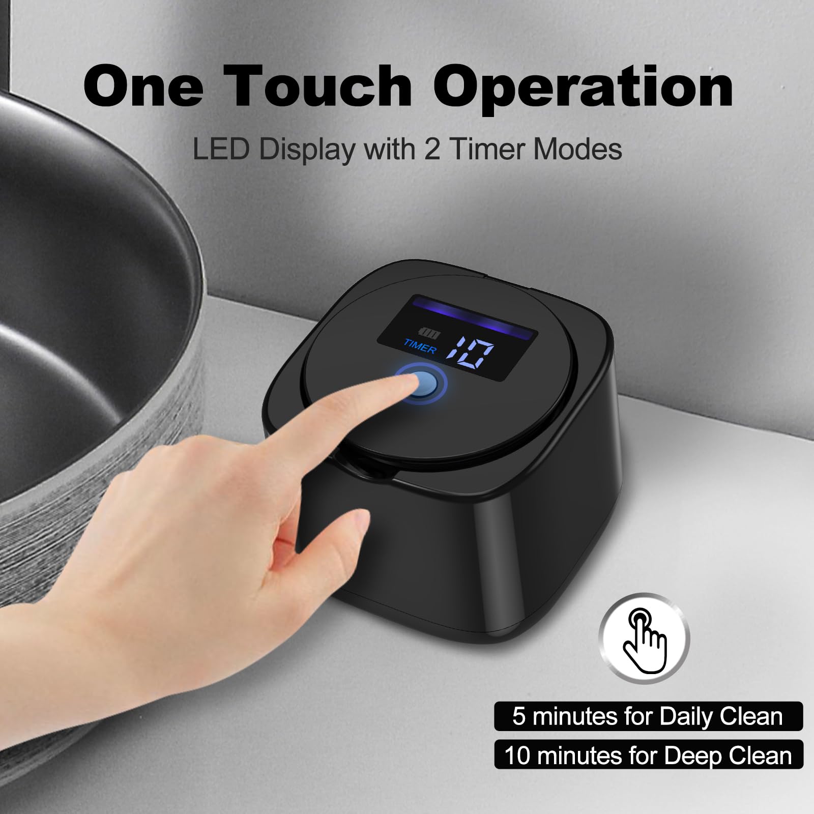 Nonlet Ultrasonic Retainer Cleaner, Retainer Cleaner Machine for Oral Appliances, Cleaning Pod with 45kHz Frequency, Compact 180ML Ultrasonic Denture Cleaning Machine for Home or Travel Use