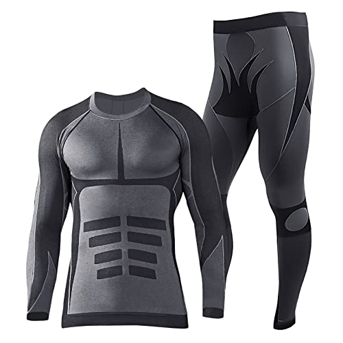 Thermal Underwear Set Sport Compression Set Hunting Gear Long Johns Breathable Perspiration Base Layer for Outdoor Activities Grey