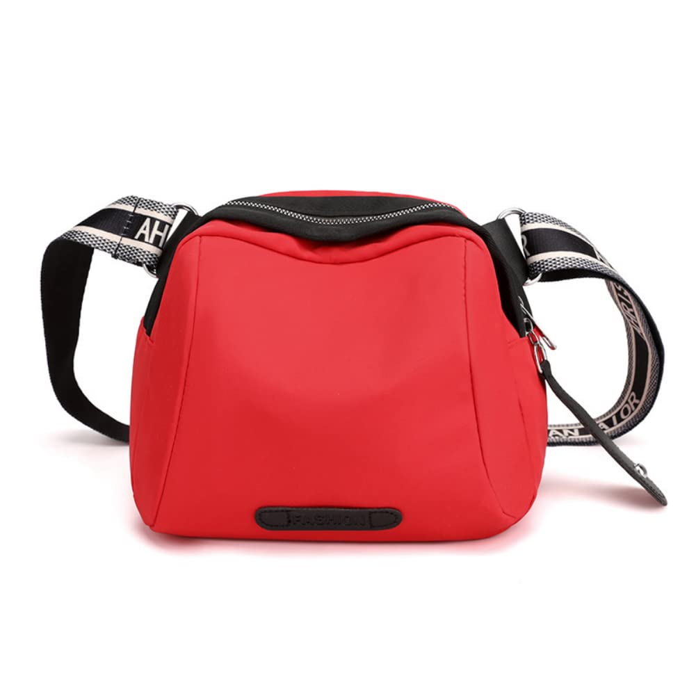 Women Waterproof Shell Small Shoulder Bag Crossbody Bag Oxford Handbags Wide Strap Handbags Purses (RED)