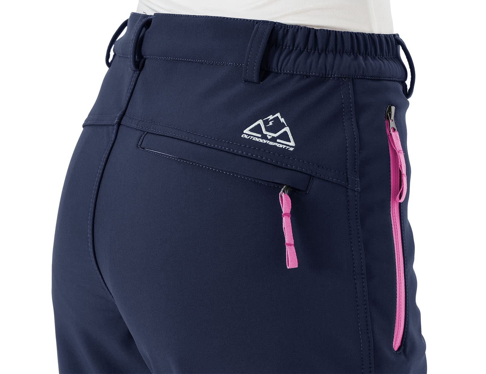 Rdruko Women's Outdoor Waterproof Windproof Fleece Slim Cargo Snow Ski Hiking Pants(Navy, US M)