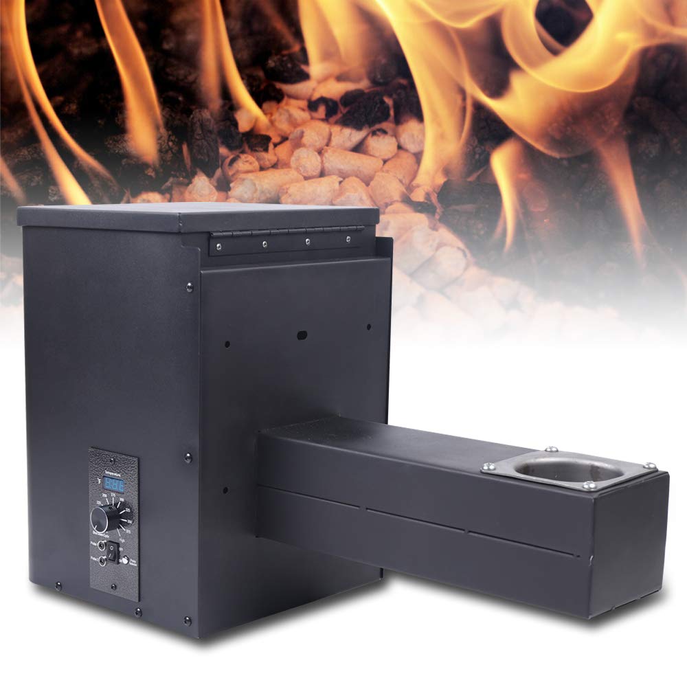 Pellet Smoker Hopper Assembly Kit, Electric Wood Pellet Smoker Grill Part with Digital Temperature Controller for Grill, Smoke, Bake, Roast, Braise, BBQ (Knob type)