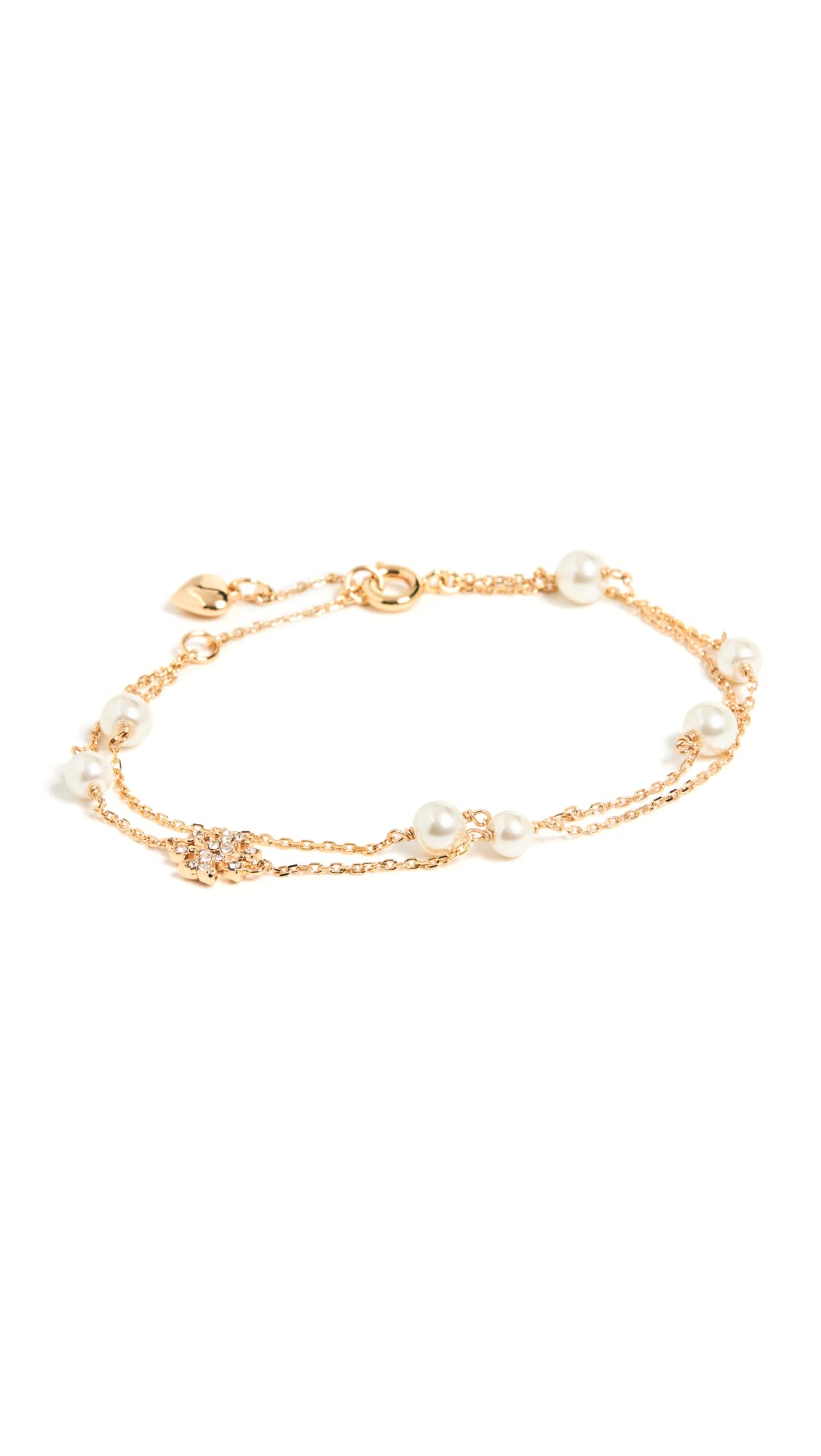 Tory Burch Women's Kira Pearl Double-Strand Bracelet, Rolled Gold/Pearl/Crystal, One Size